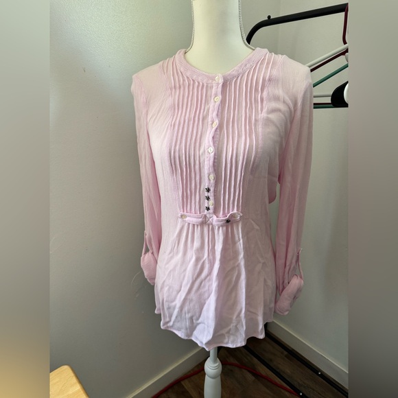 Free People | Tops | Free People Pink Tunic Star Buttons Button Up The ...